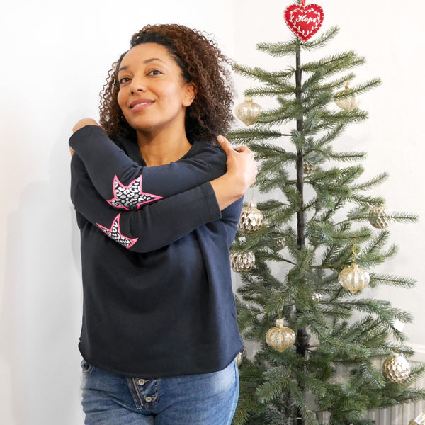 Navy Leopard Elbow Star – No1 George Street